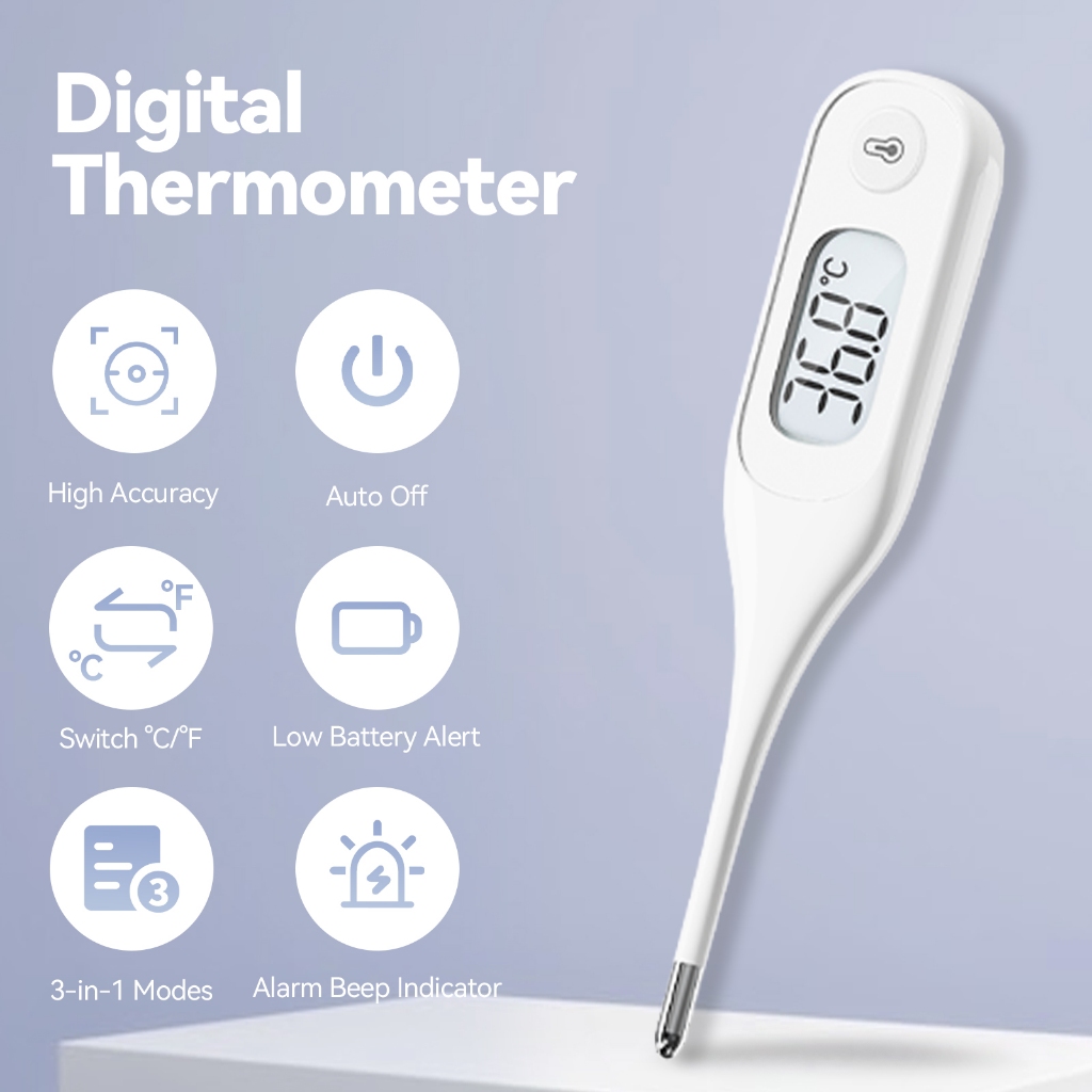 Berrcom Digital Thermometer Fever Alarm Precise Oral Armpit Temperature ...