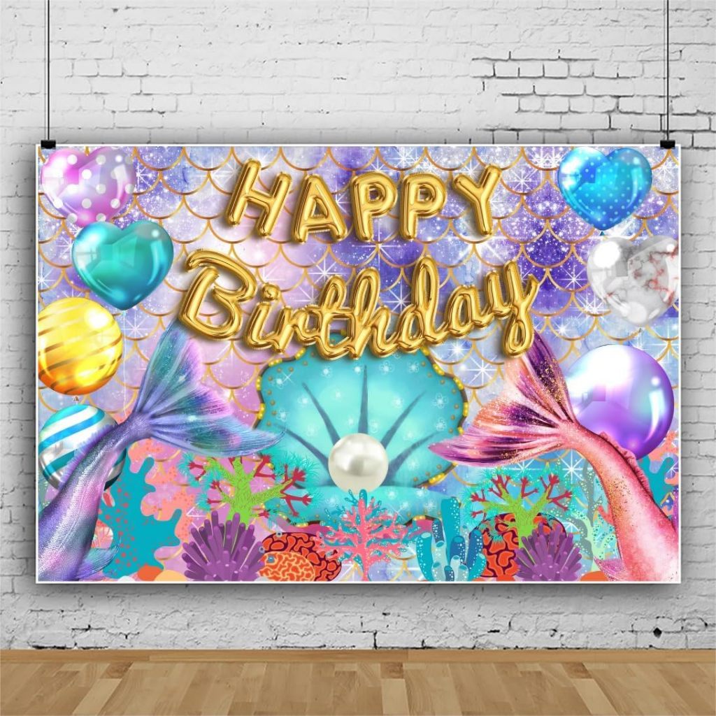 Mermaid Photography Backdrop for Girl Mermaid Party Under The Sea ...