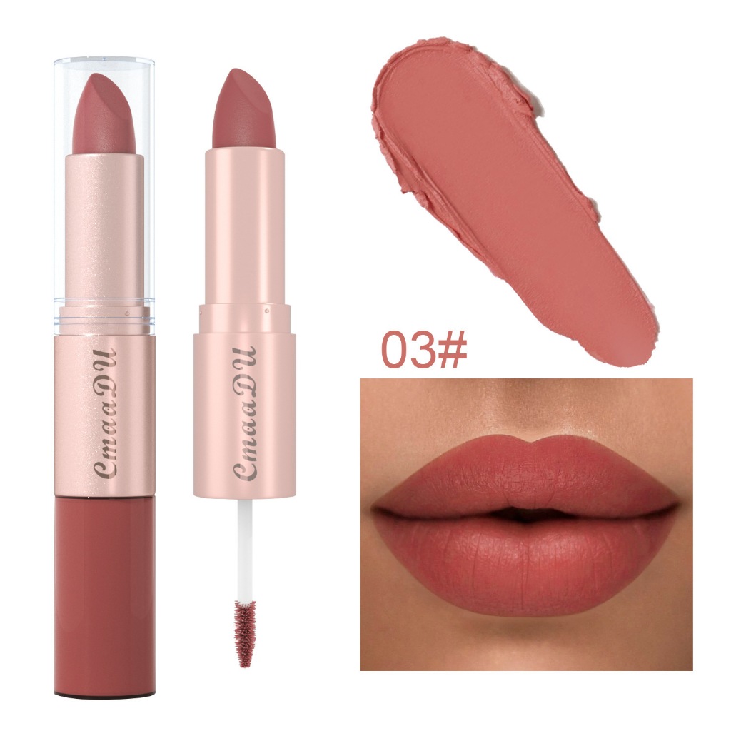 2 in 1 Double Head Matte Glossy Lipstick Set Waterproof Silk Velvet Lip ...