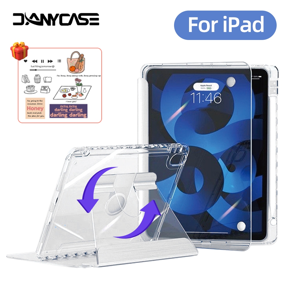 Clear 360° Rotatable Case for iPad Pro 12.9 5th 6th Mini 7 6 Casing ...