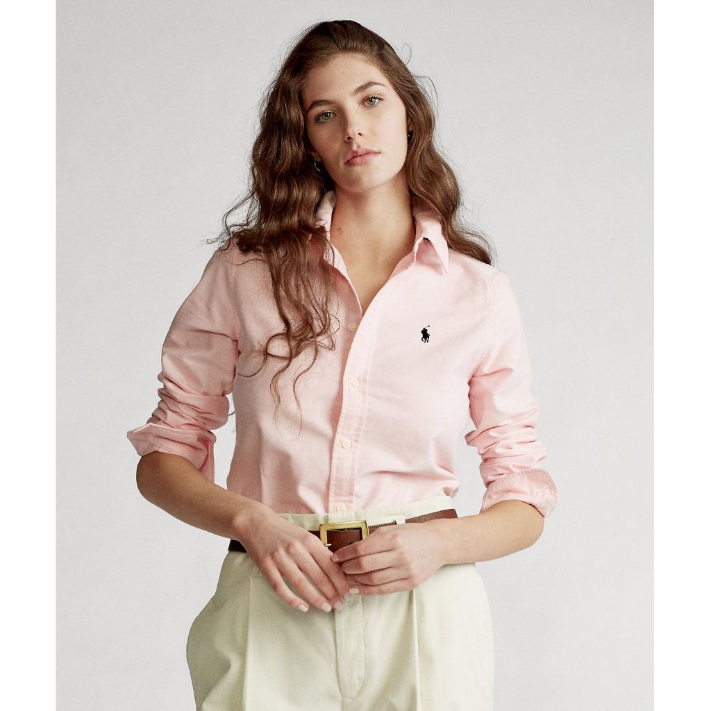 RL Paul Women's Classic Cotton Oxford Cloth Shirt Pony Label Fitted ...