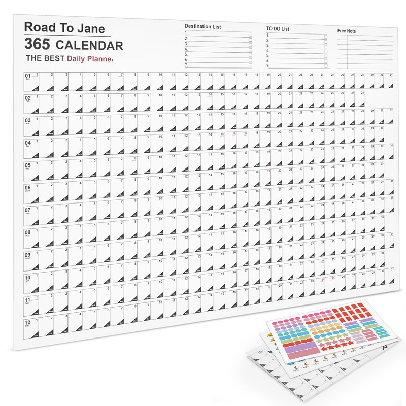 2026 Yearly Planner Sheet Universal 365 Days Wall Calendar Monthly ...