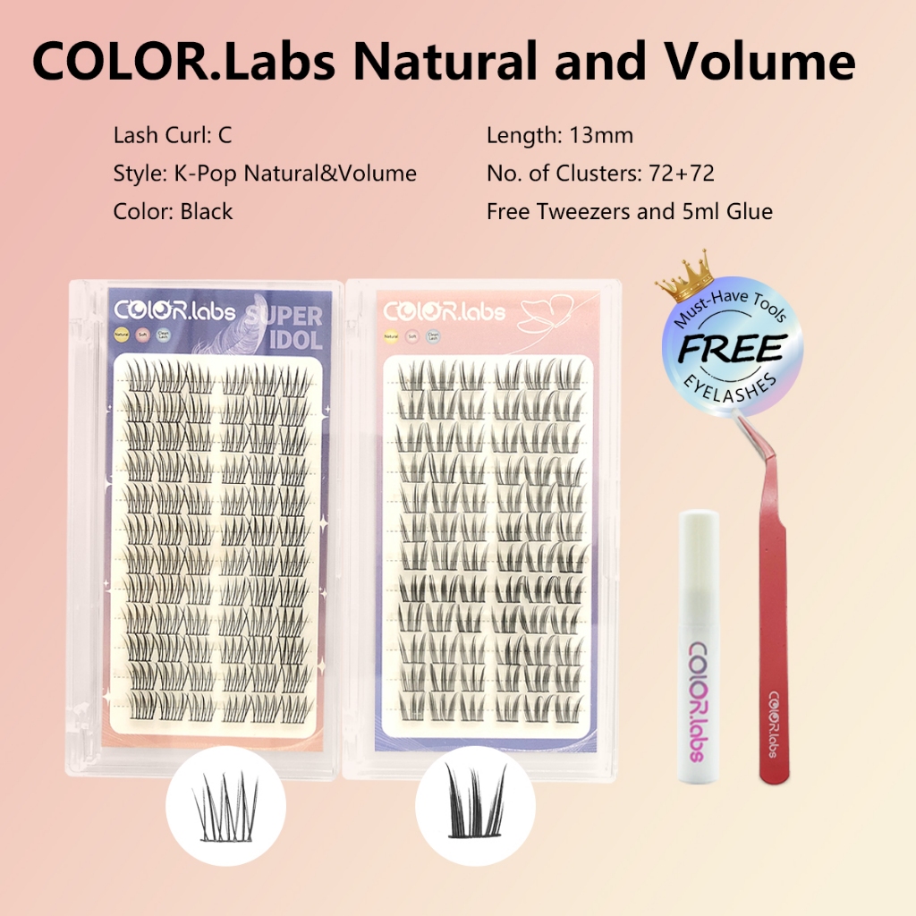 COLOR.Labs Eyelash Extension 'K-Pop IDOL' Reusable Individual Cluster ...