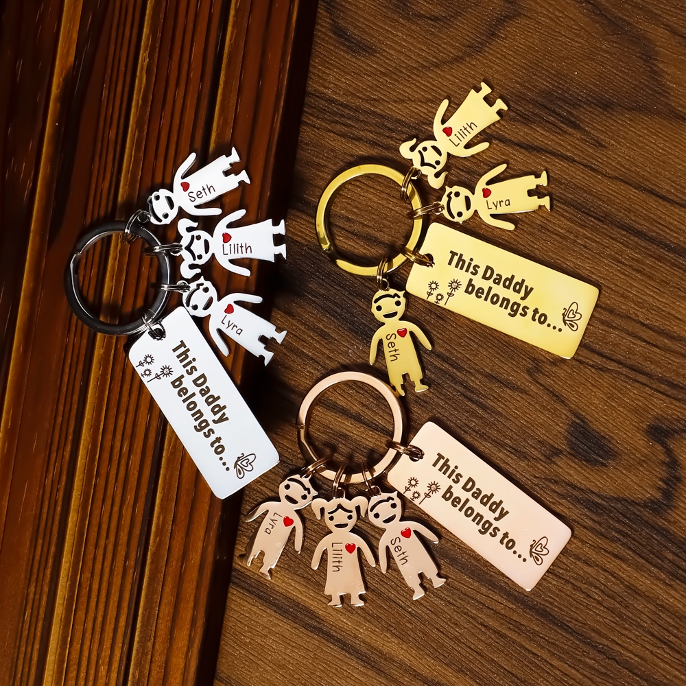 Customized Family Name Keychain For Dad Mom Fathers day gift keychain ...