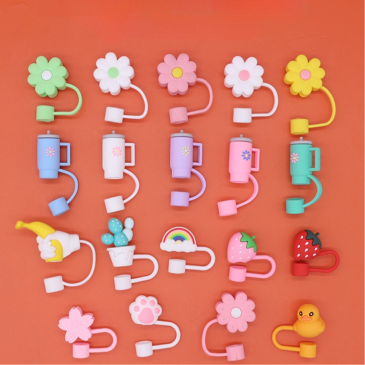 Suitable for 10mm New pvc Soft Rubber Straw Cover Cute Wind Straw ...