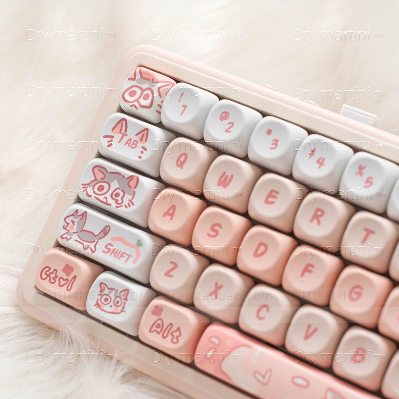 【Keycap Only】 Pink Meow Meow Keycap 132 Keys Similar To MOA Profile PBT ...