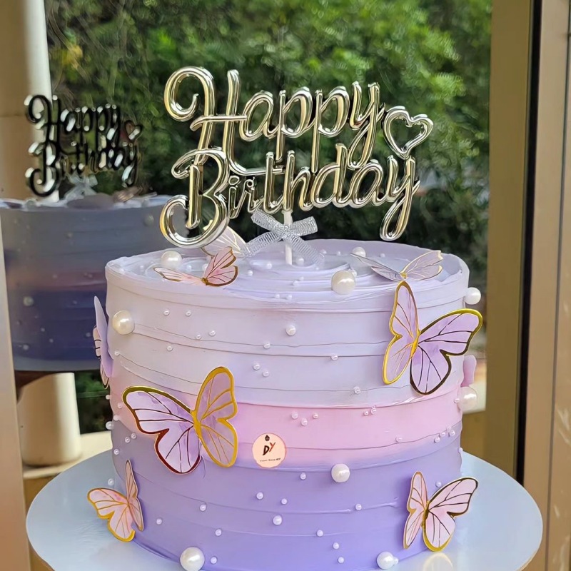 Happy Birthday Cake Topper, Plastic Hot Stamping Material Happy ...