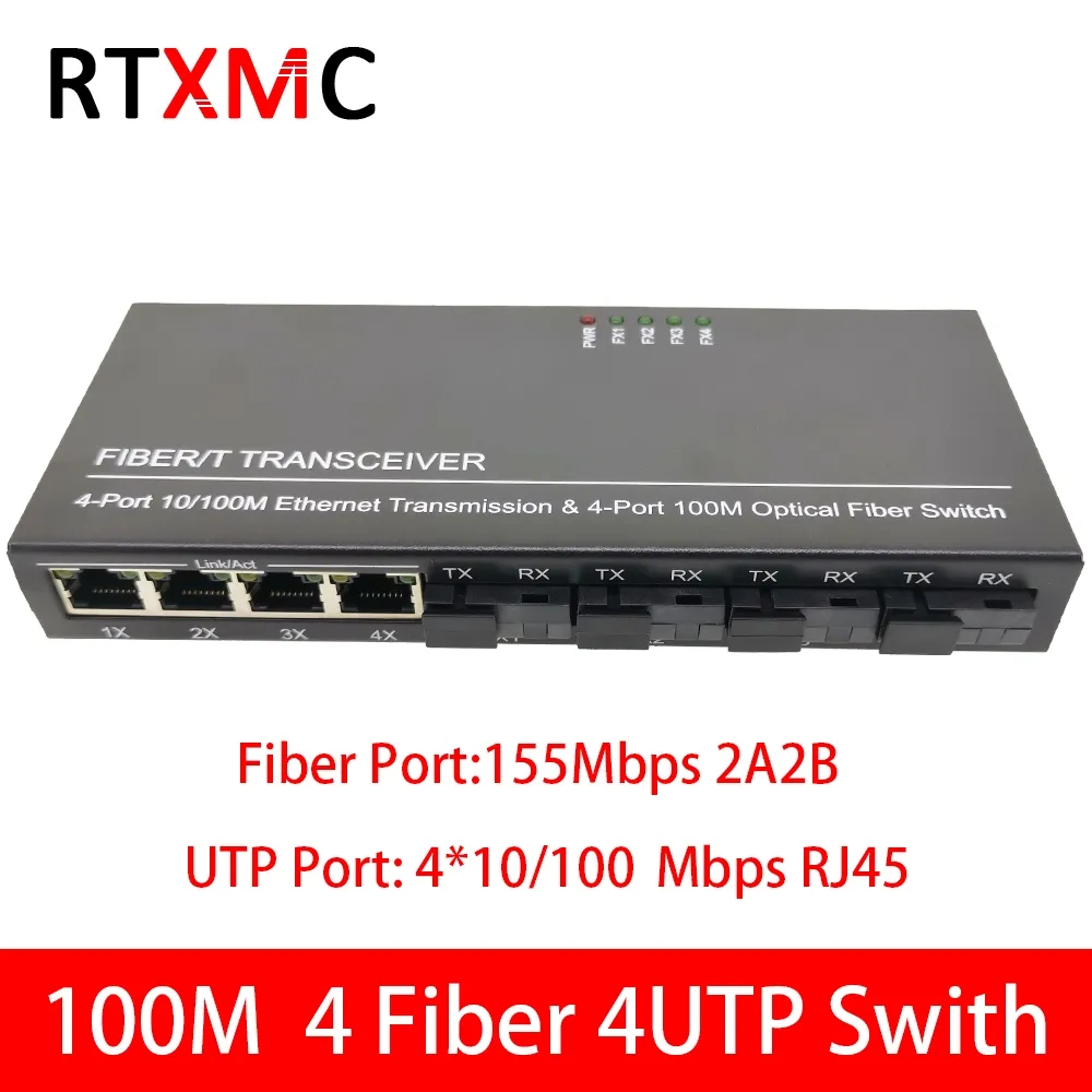 4F4E 10/100Mbps Fast Ethernet switch 20KM Fiber Optical Media Converter ...