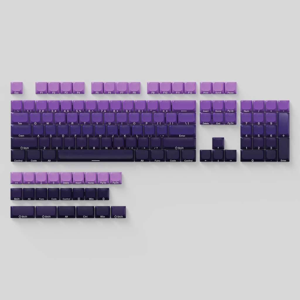 XVX low axis purple gradient thin side printed keycaps with 131 keys (6 ...