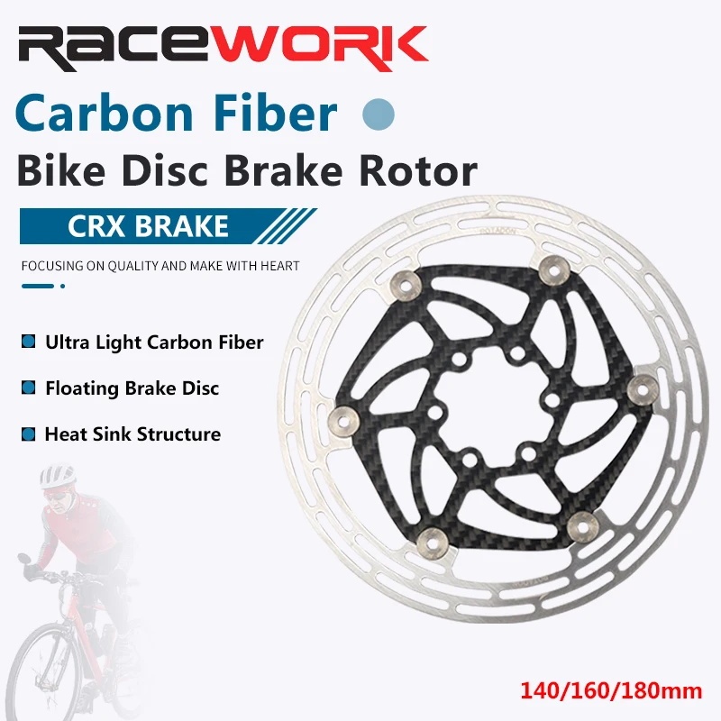 RACEWORK Carbon Fiber Bike Disc Brake Rotor Ultralight 6 Bolts Floating ...