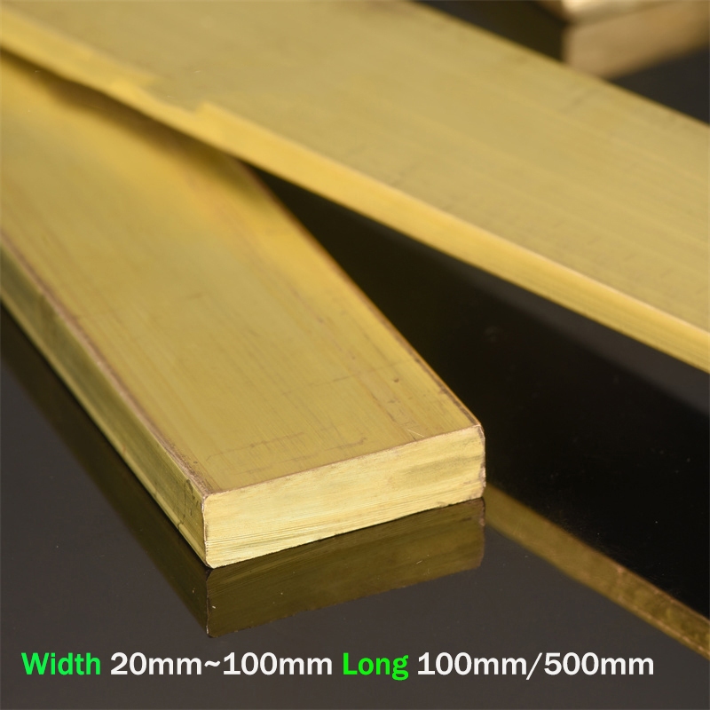 Long 100mm/500mm Solid Brass Plate Flat Bar Width 20~100mm Square Brass ...