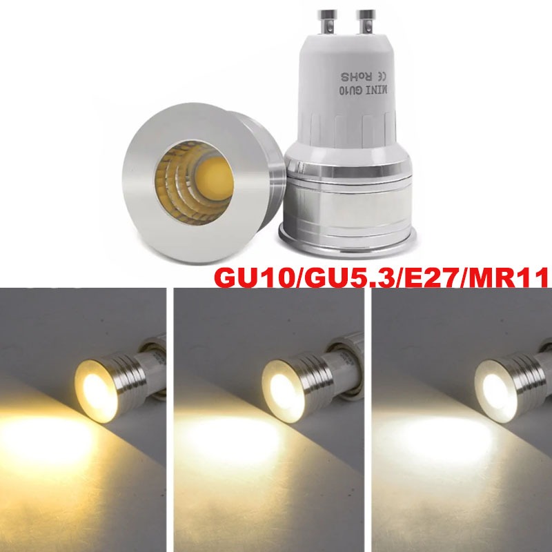1W 3W LED Light Bulb MR11 12V 35mm Mini Spotlight Bulb GU5.3 GU10 E27 ...