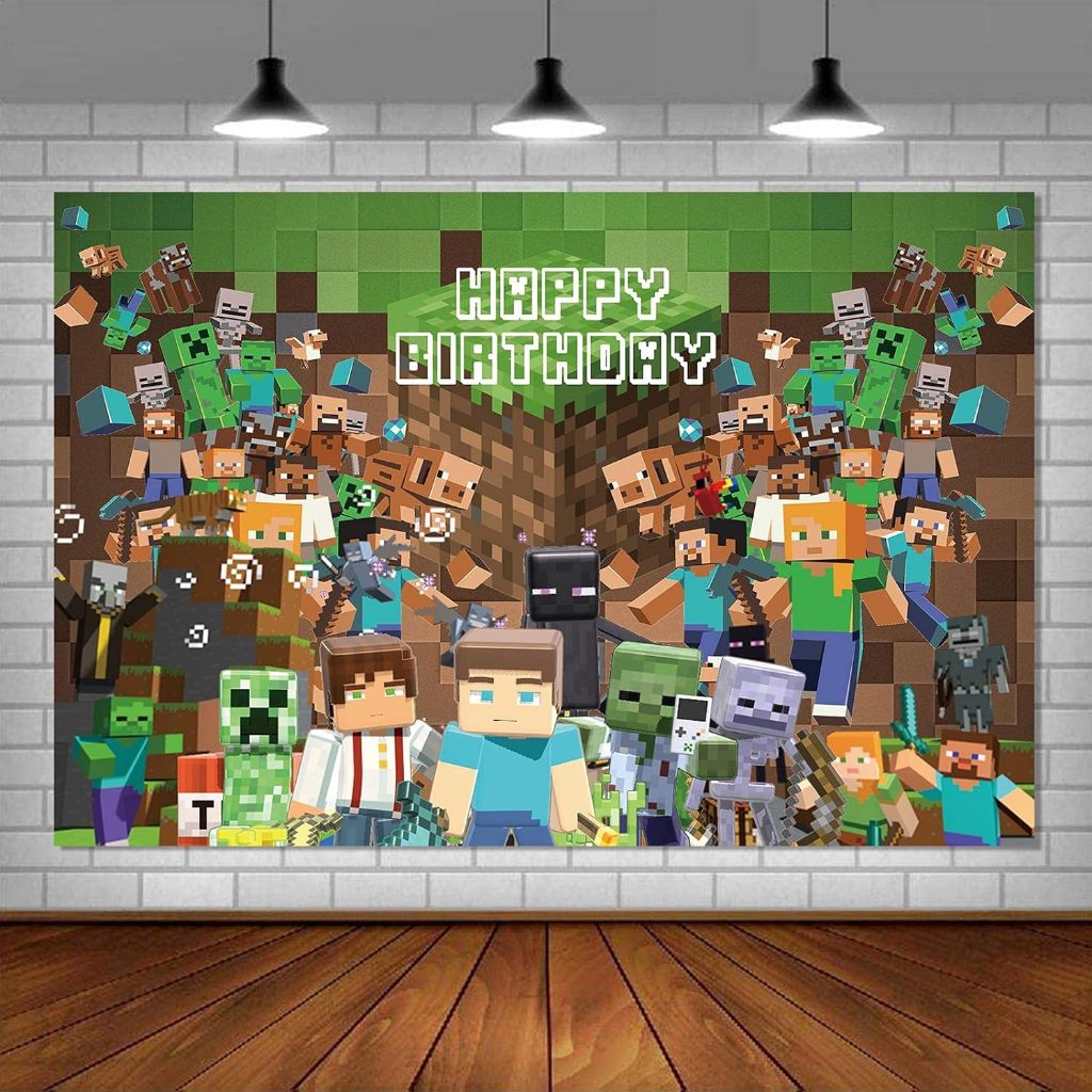 Minecraft Pixel Theme Photography Backdrop My World Pixel Game Theme ...