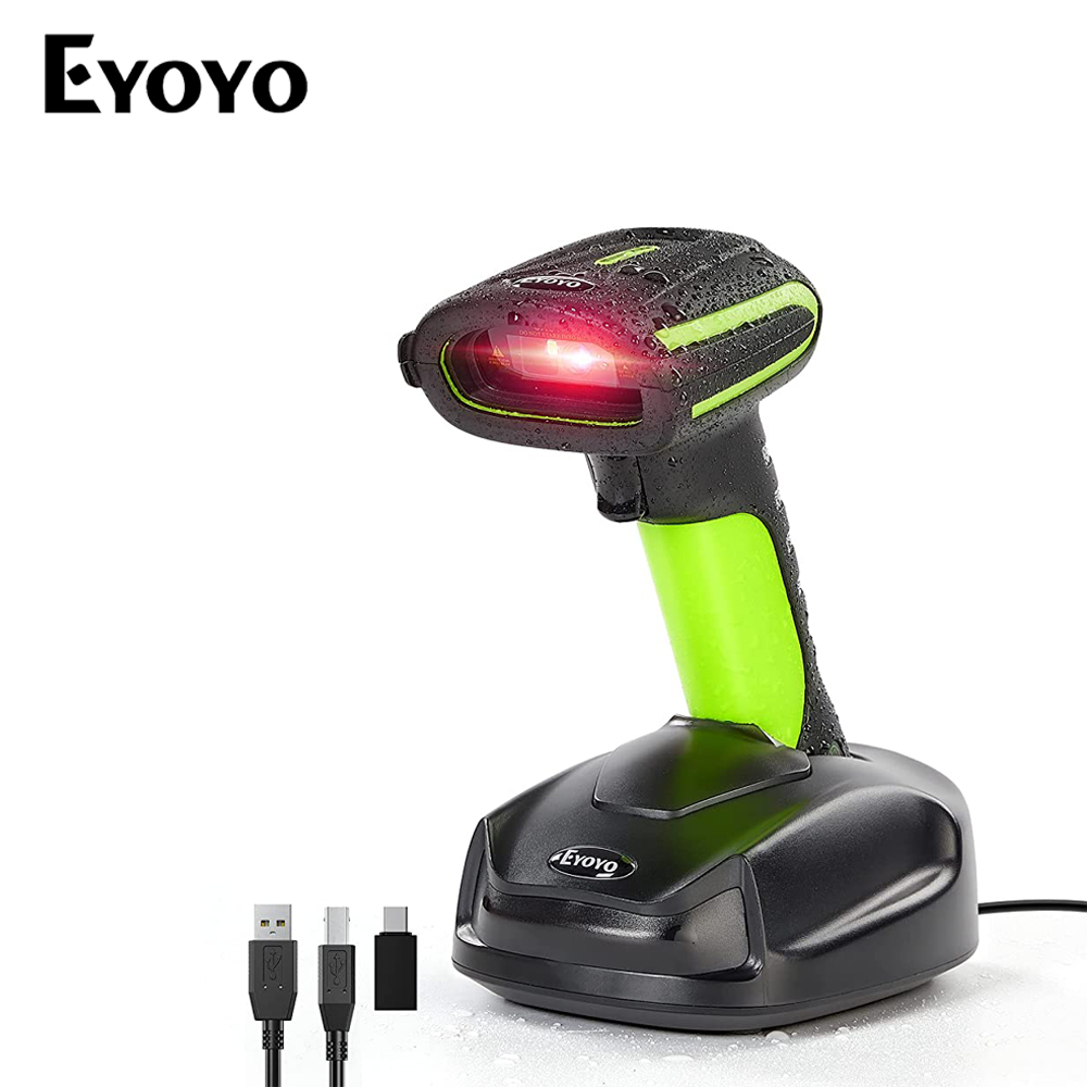 Eyoyo 2D QR Industrial Barcode Scanner with Wireless Charging Stand ...