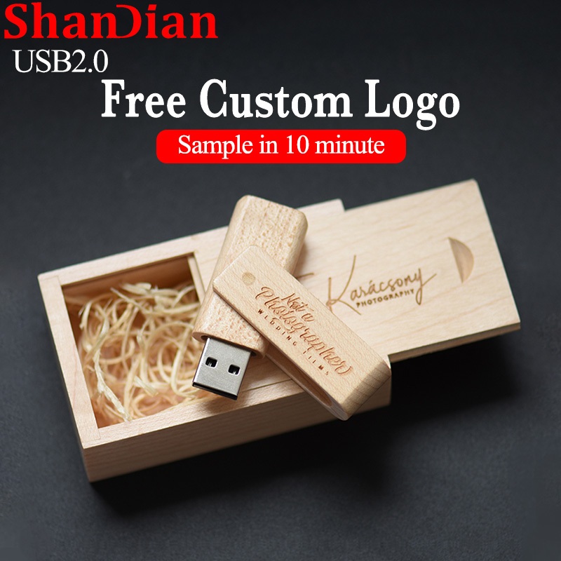Rotatable flashdrive Wooden Pen drive Gift Usb 2.0 8GB to 128GB ...