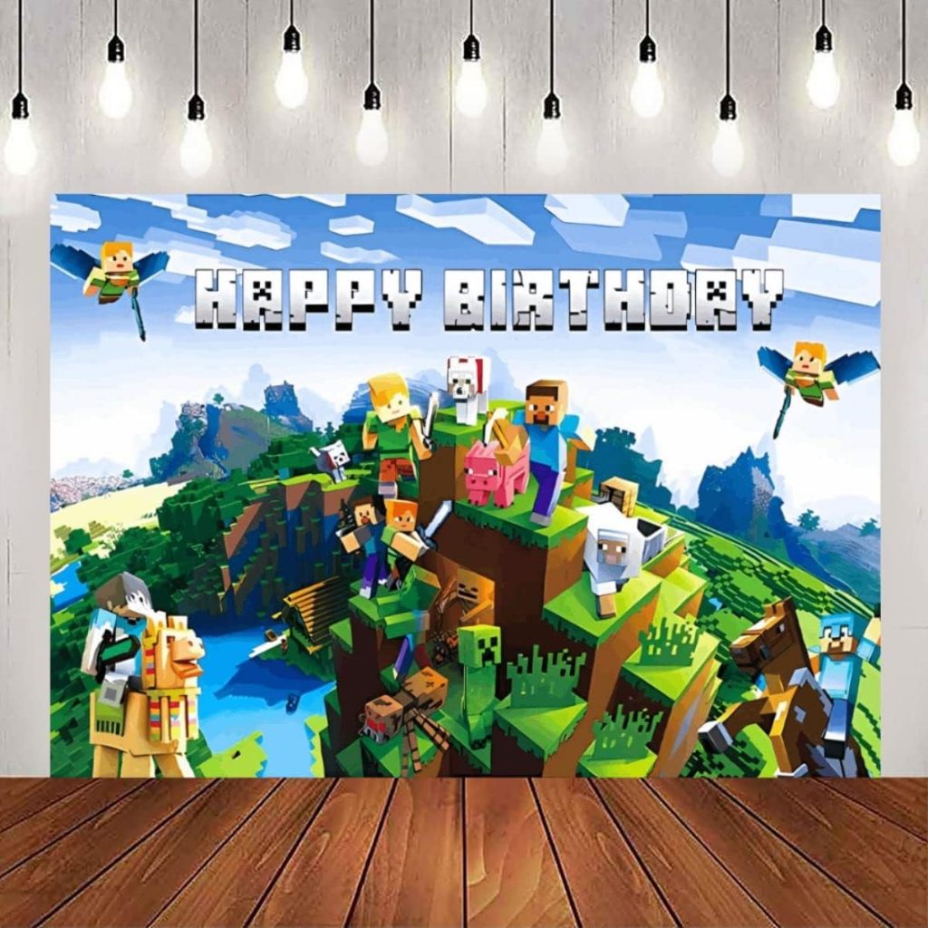 7x5ft Minecraft Pixel Photography Backdrop My World Pixel Game Theme ...