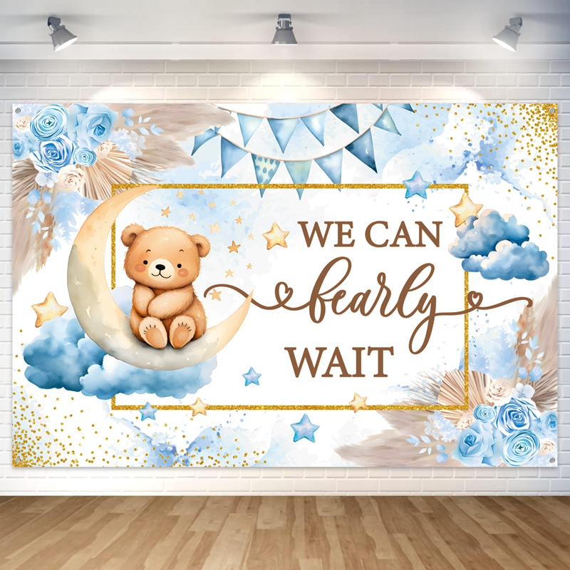 150*100cm Teddy Bear Backdrop Happy Birthday Banner Birthday Background ...