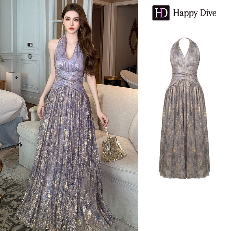 Happy Diva Women's Deep V Neck Sexy Backless Halter Dress Wedding Party ...