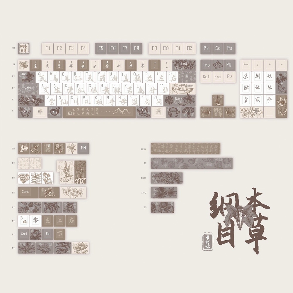 141 Keys Compendium of Materia Medica Keycaps National Style Keycaps ...
