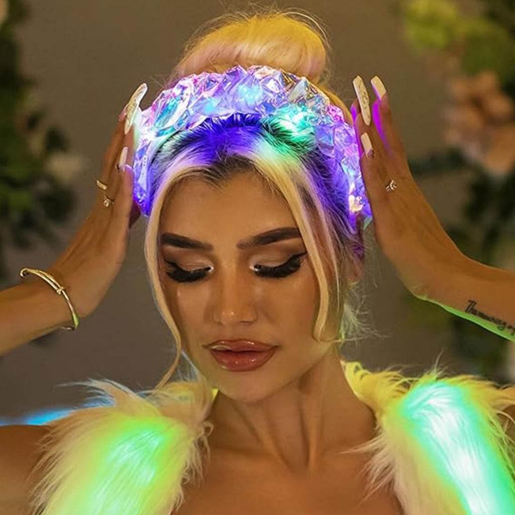 Crown Led Light Up Headband With Holographic Film, Suitable For Daily ...