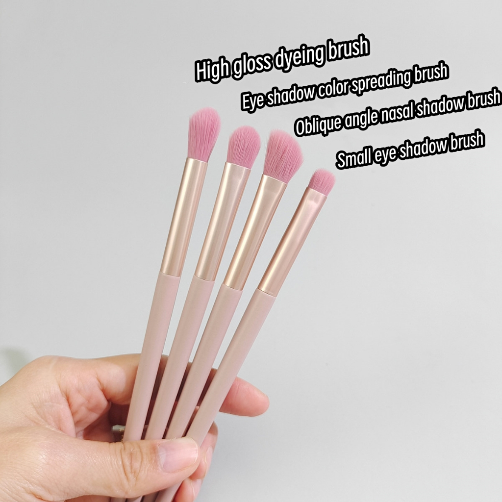 Pink Eyeshadow Brush Set Soft Hair Eye Influencer Brush Set Portable ...