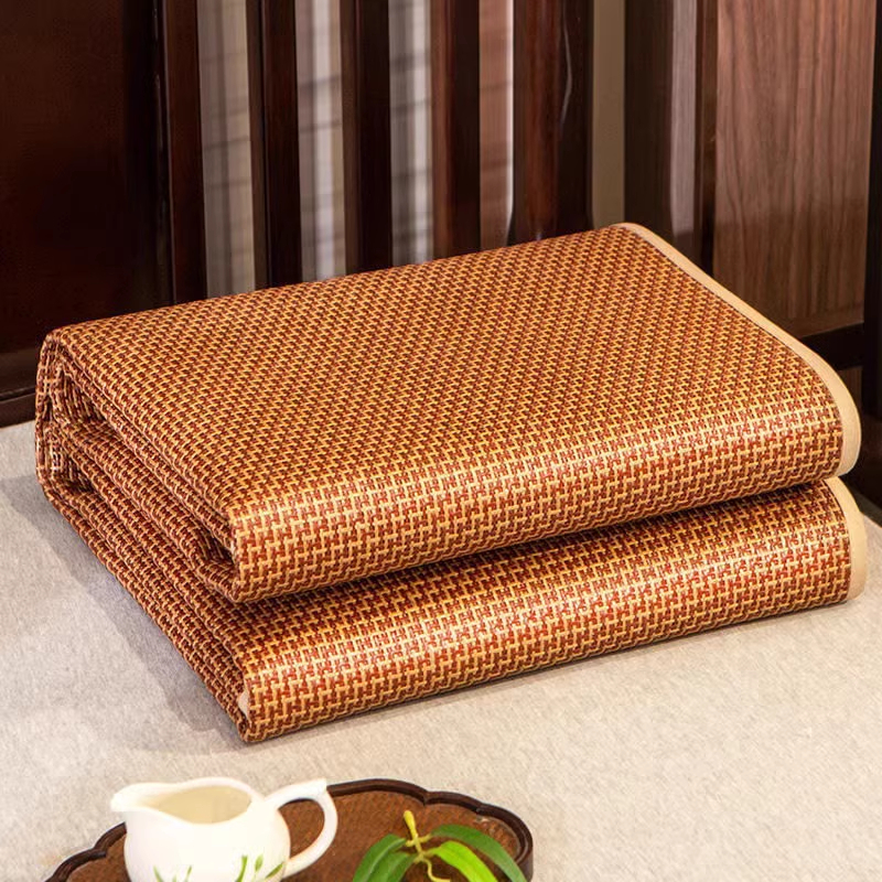 Summer Cool Mat Rattan Mat Foldable Ice Silk Straw Mat Three-Piece ...