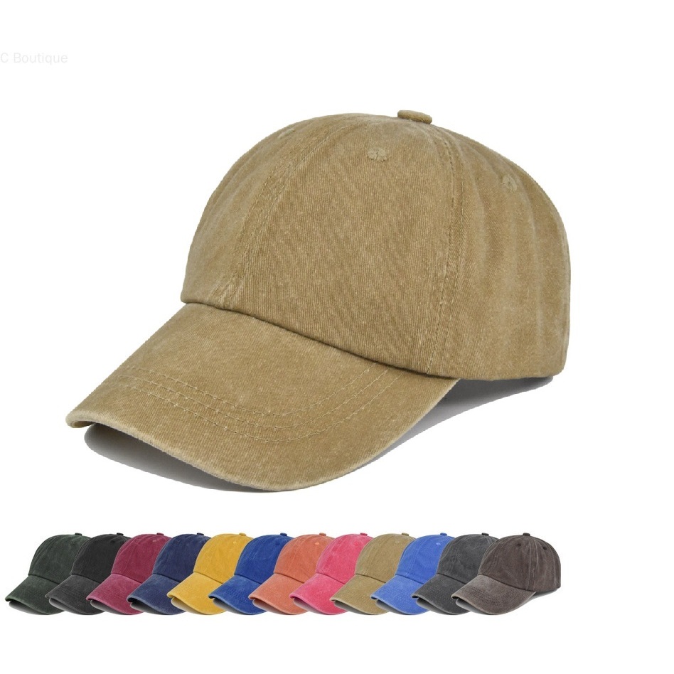 10 colors vintage cotton plain cap for men retro washed cotton solid ...