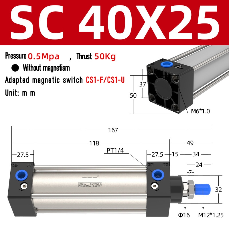SC Pneumatic air Cylinder SC Series Economy model 32mm 40mm Bore ...