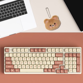 Akko Mocha Bear Keycap Set (122-key), Bear shaped OEM profile, PBT ...