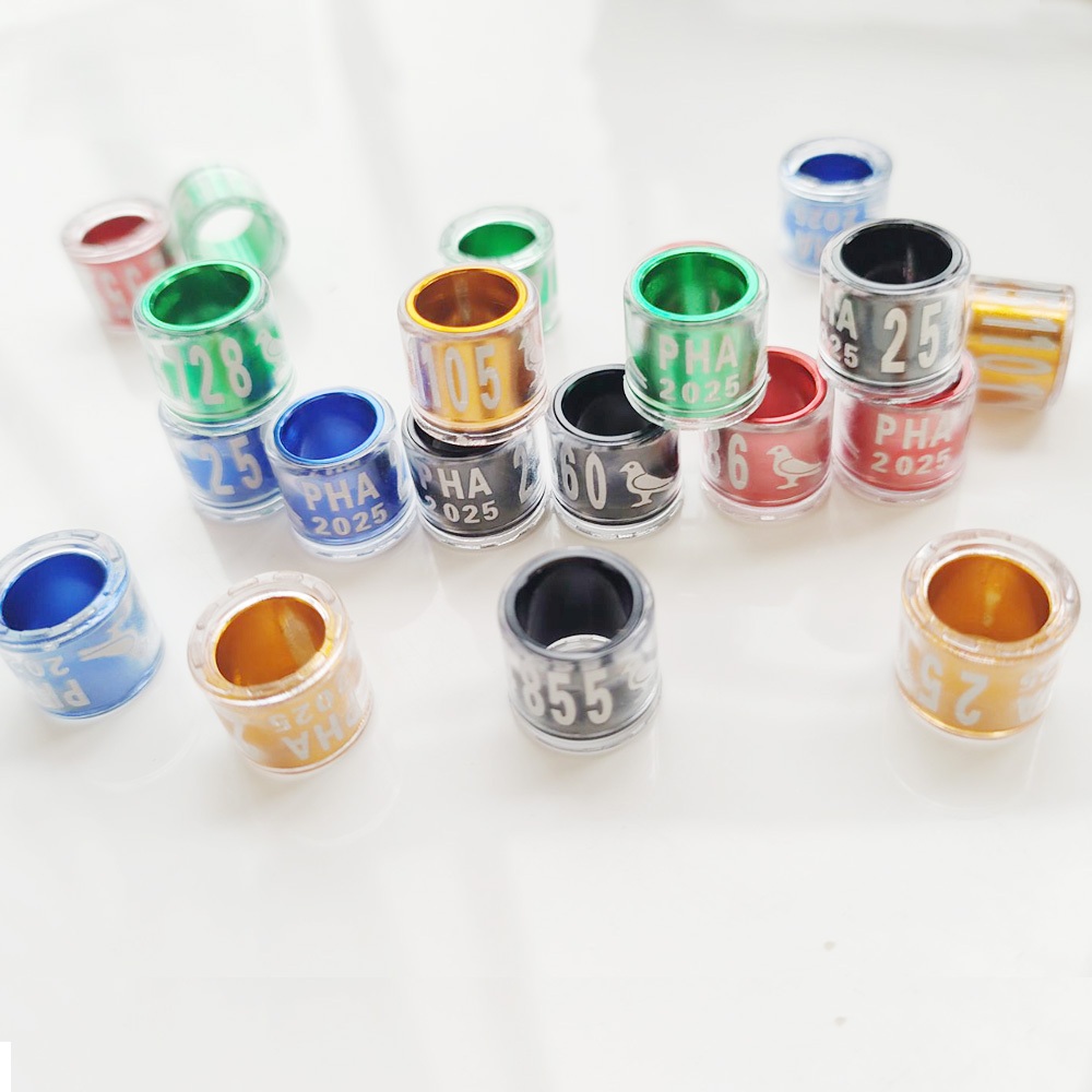 2025 PHA Transparent Aluminum Pigeon Ring 10 to 50PCS Rings 8mm Pigeons ...