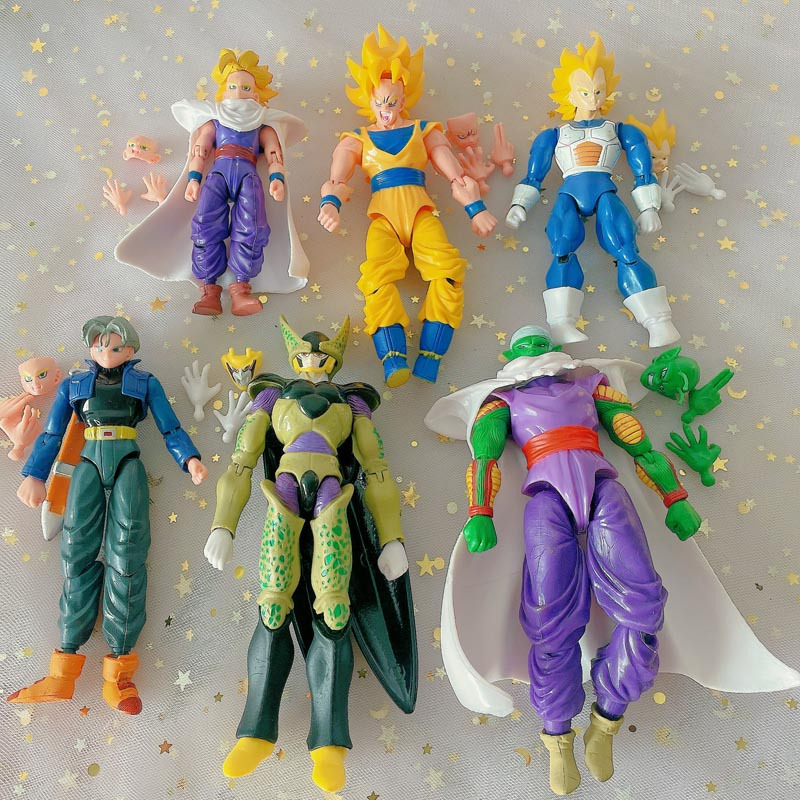 6Pcs/Set 12cm Dragon Ball Z Super Saiyan Son Goku Anime Figure Son ...