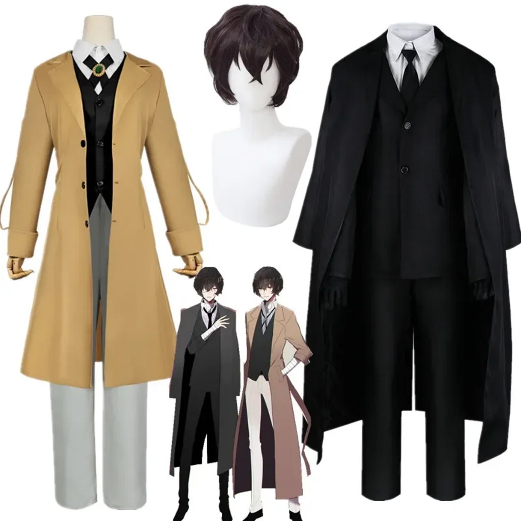 In Stock Dazai Osamu Cosplay Anime Bungo Stray Dogs Cosplay Costume Wig ...
