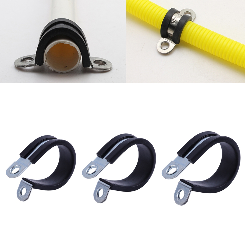 2024 Metal P Clips Rubber Lined Wiring Hose Pipe Clamp Brake Gas Line ...