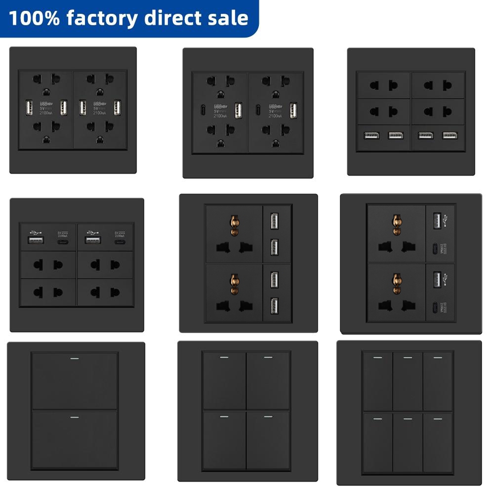 VISWE usb socket universal socket socket with switch 3 pin socket 2 pin socket 1 way switch ...