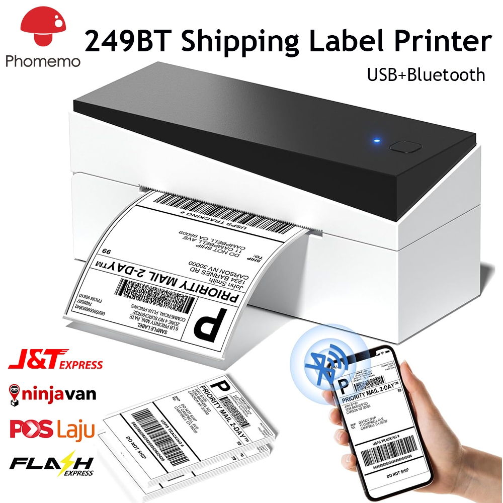 Phomemo 249BT Bluetooth Thermal Printer For Waybill,Barcode,Logo Label ...