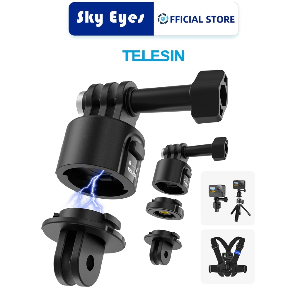 TELESIN Magnetic Quick Release Adapter Tripod Adapter Mounts for Insta360/GoPro etc Action ...