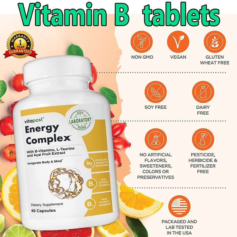 FDA Vitamin B Complex Capsule Superfood B1 B2 B3 B5 B6 B7 B9 B12 Folic ...
