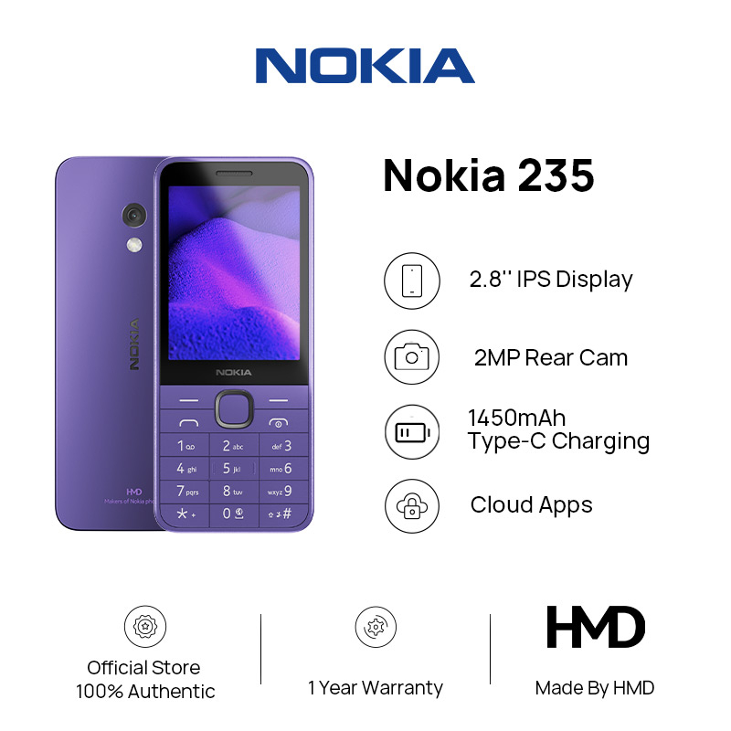 Nokia 235 4G (2024) Phone 2.8 Inches IPS Screen 2MP Camera 1450mAh Type-C Charging Bluetooth 5.0 ...