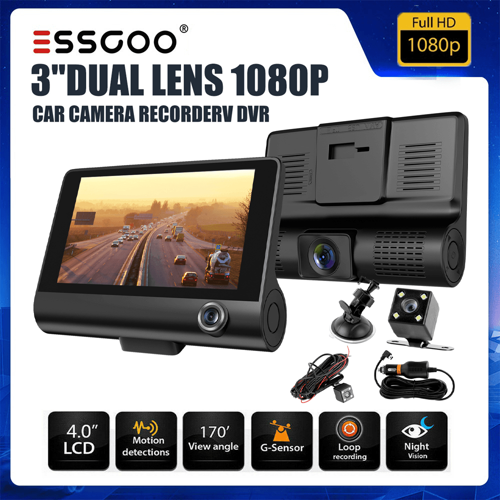 ESSGOO 3in1 Dash Cam Car Camera DVR HD 1080P 170 Wide Angle Cycle ...