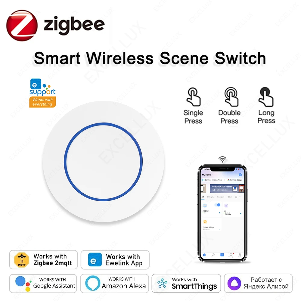 Tuya Zigbee Smart Scene Switch Wireless Smart Home Scene Switch Zigbee ...