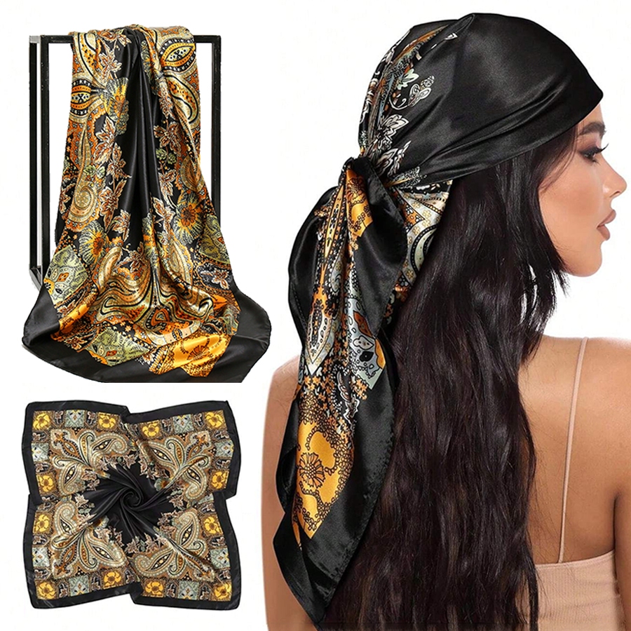 Square Silk Headscarf With Abstract Pattern, Suitable For Women As Neck ...