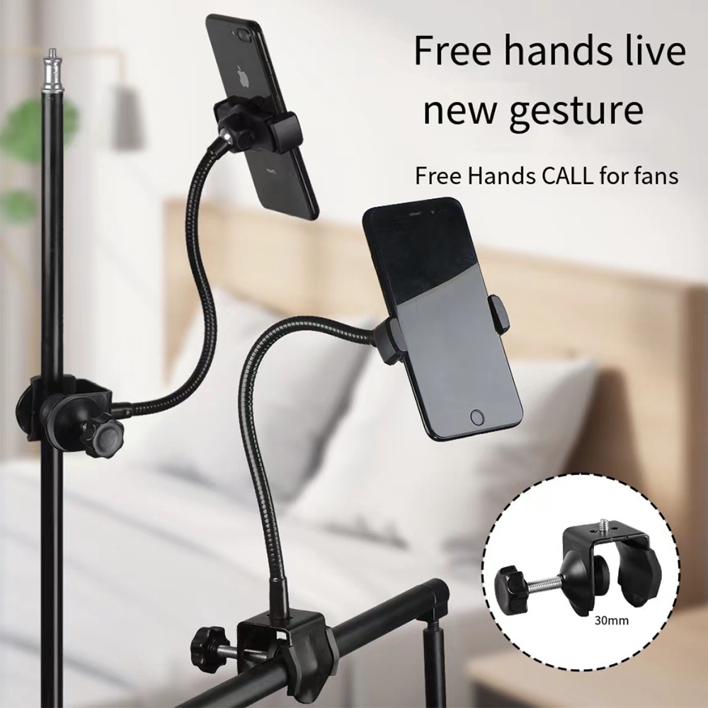 Tripod cell phone holder metal goose hose tablet clamp desktop live ...