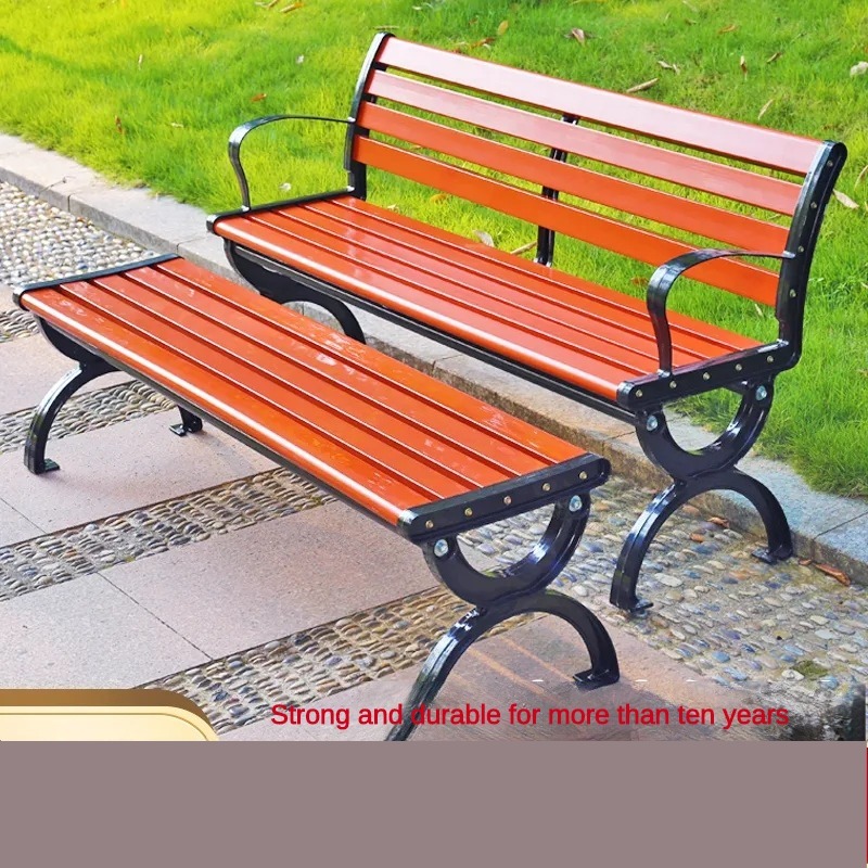 Park chair outdoor long bench for terrace courtyard seat iron cast row ...