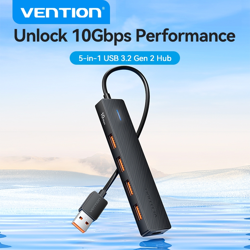 Vention 5-in-1 USB 3.2 Gen 2 Hub 10Gbps High Speed Compact & Portable Compatible With USB 3.2 ...
