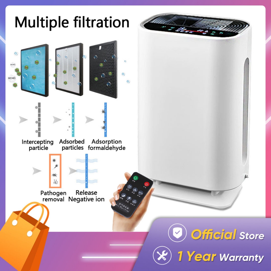 Air purifier with Hepa filter remote control and timer, can sterilize ...
