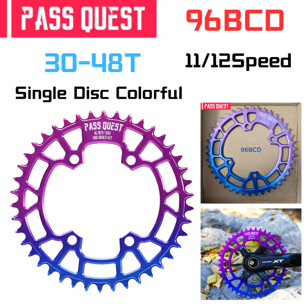 PASS QUEST 96 BCD Colorful Bicycle Chainring 30-48T Narrow Wide Tooth ...