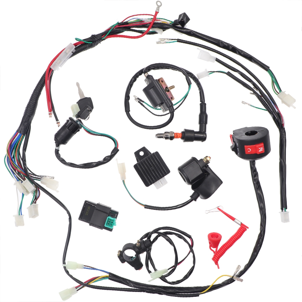 1Set Full Complete Electrics Wiring Harness For Motorcycle ATV Quad Pit ...