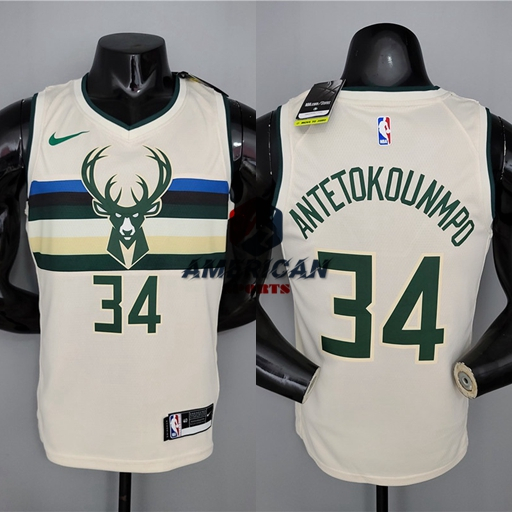 Men's Milwaukee Bucks NBA Giannis Antetokounmpo Beige Basketball Player ...