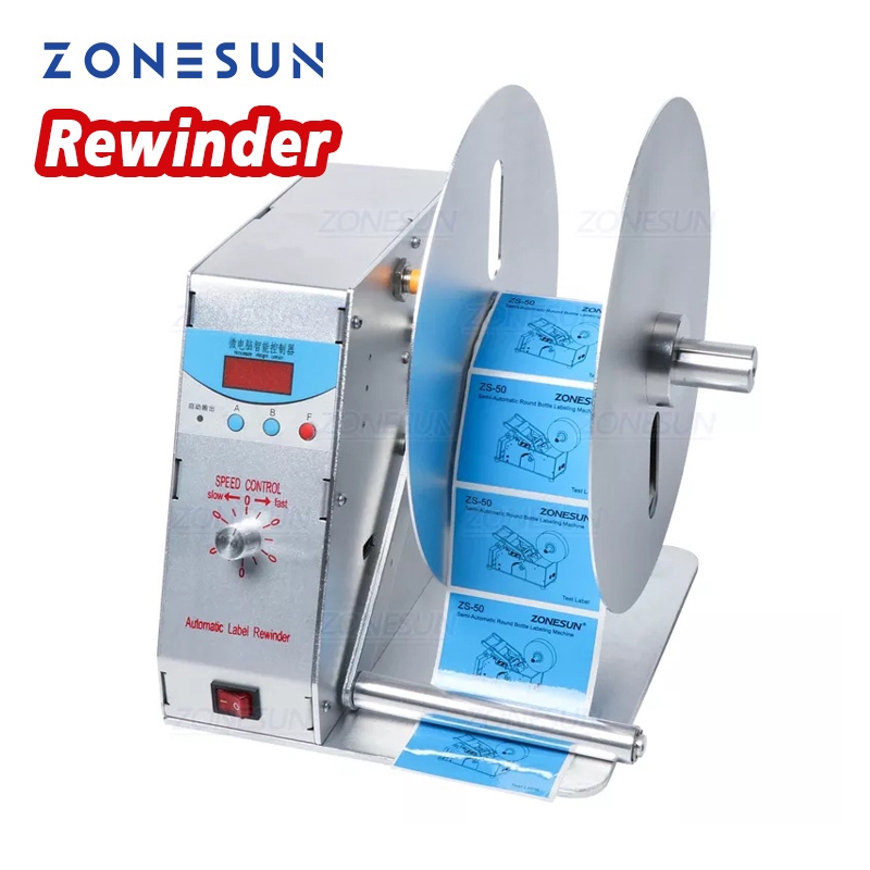 ZONESUN Automatic Label Rewinder Speed Direction Adjustable Electric ...