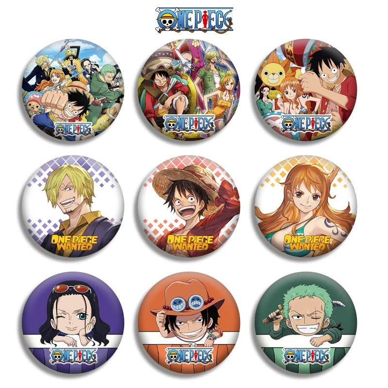 Anime One Piece Luffy Nami Sanji Zoro Robin Badge Laser Brooches ...